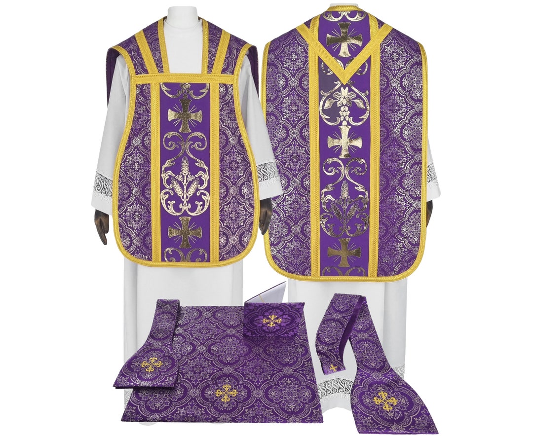 Roman Chasuble With Stole, Burse, Maniple and Chalice Veil - Etsy