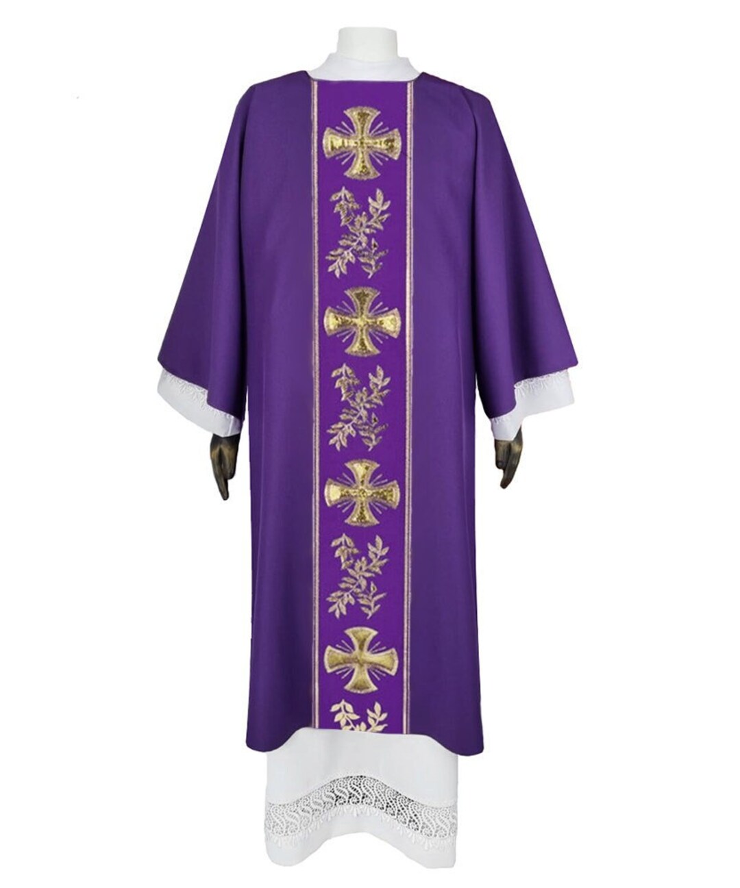 Gothic Dalmatic With Deacon Stole Decorated of Woven Liturgical Pattern ...