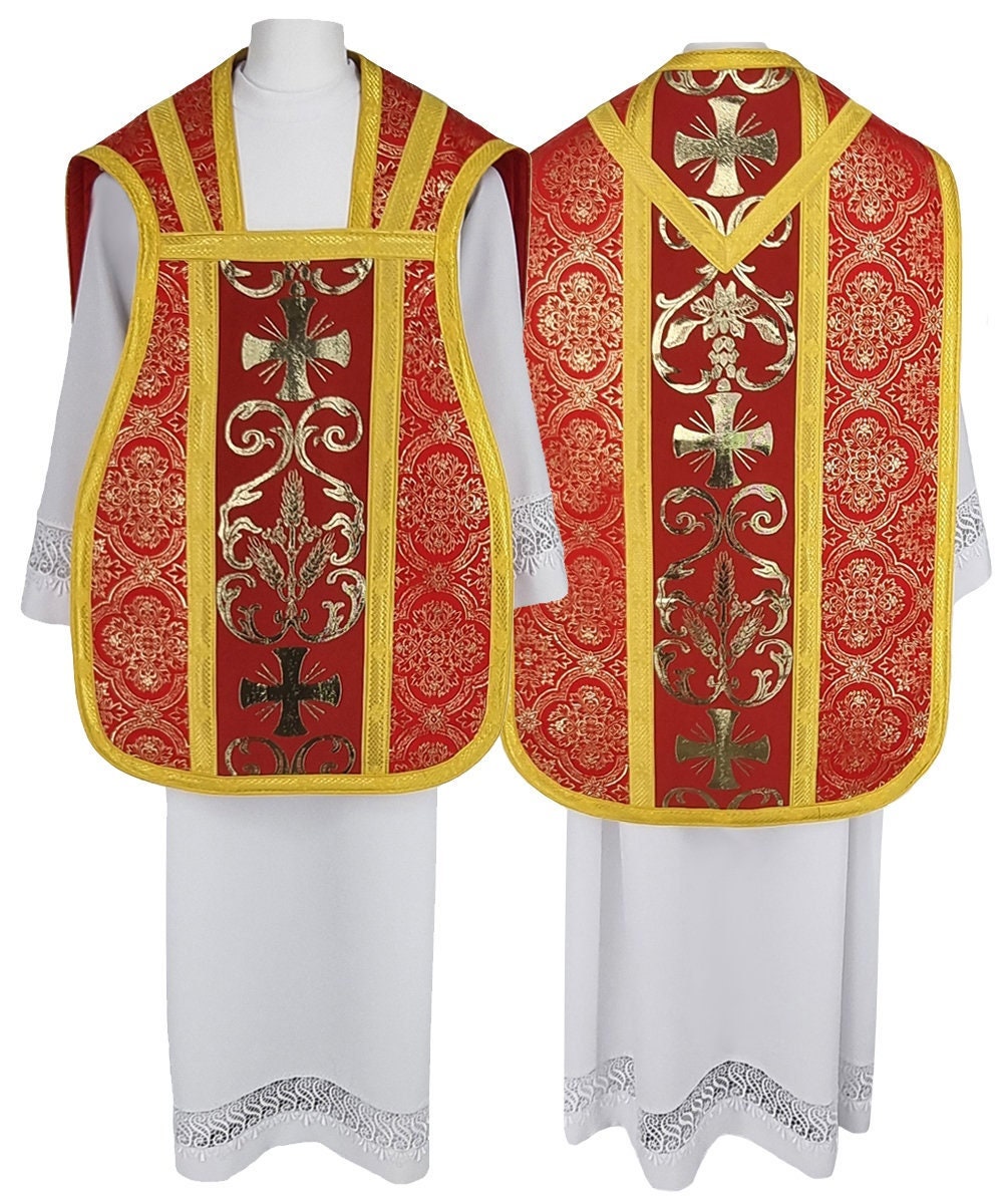Roman Chasuble With Stole, Burse, Maniple and Chalice Veil - Etsy