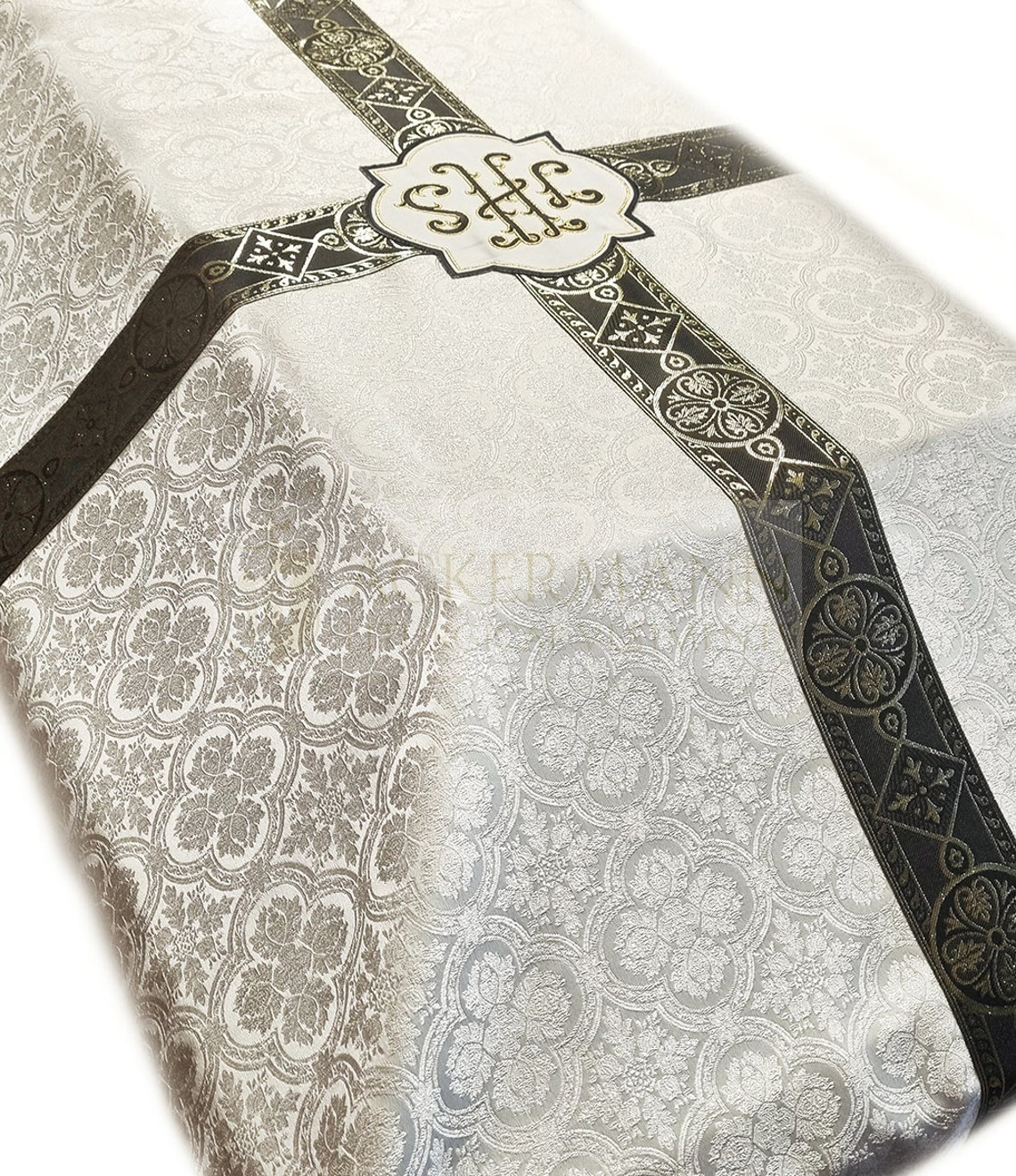 Funeral Set of Chasuble and Funeral Pall in Cream With Black Orphreys ...