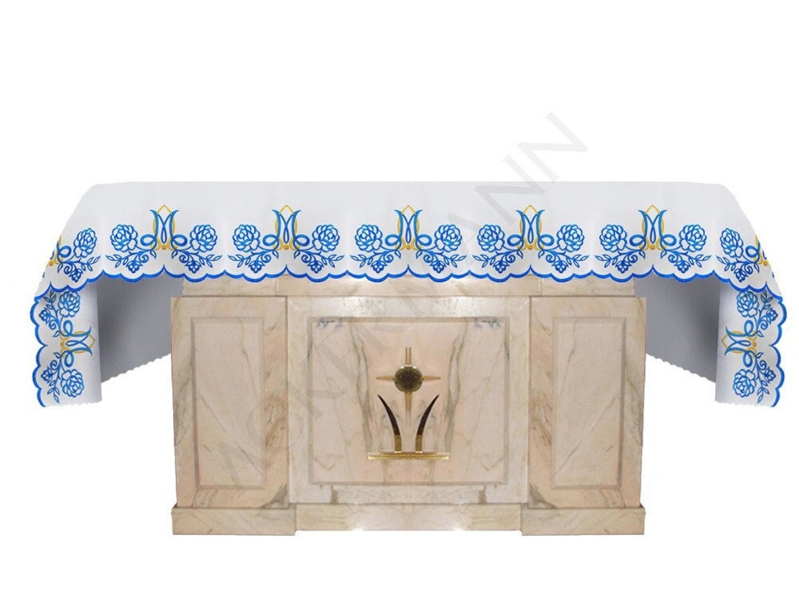 Marian Altar Cloth Blue Roses - Etsy