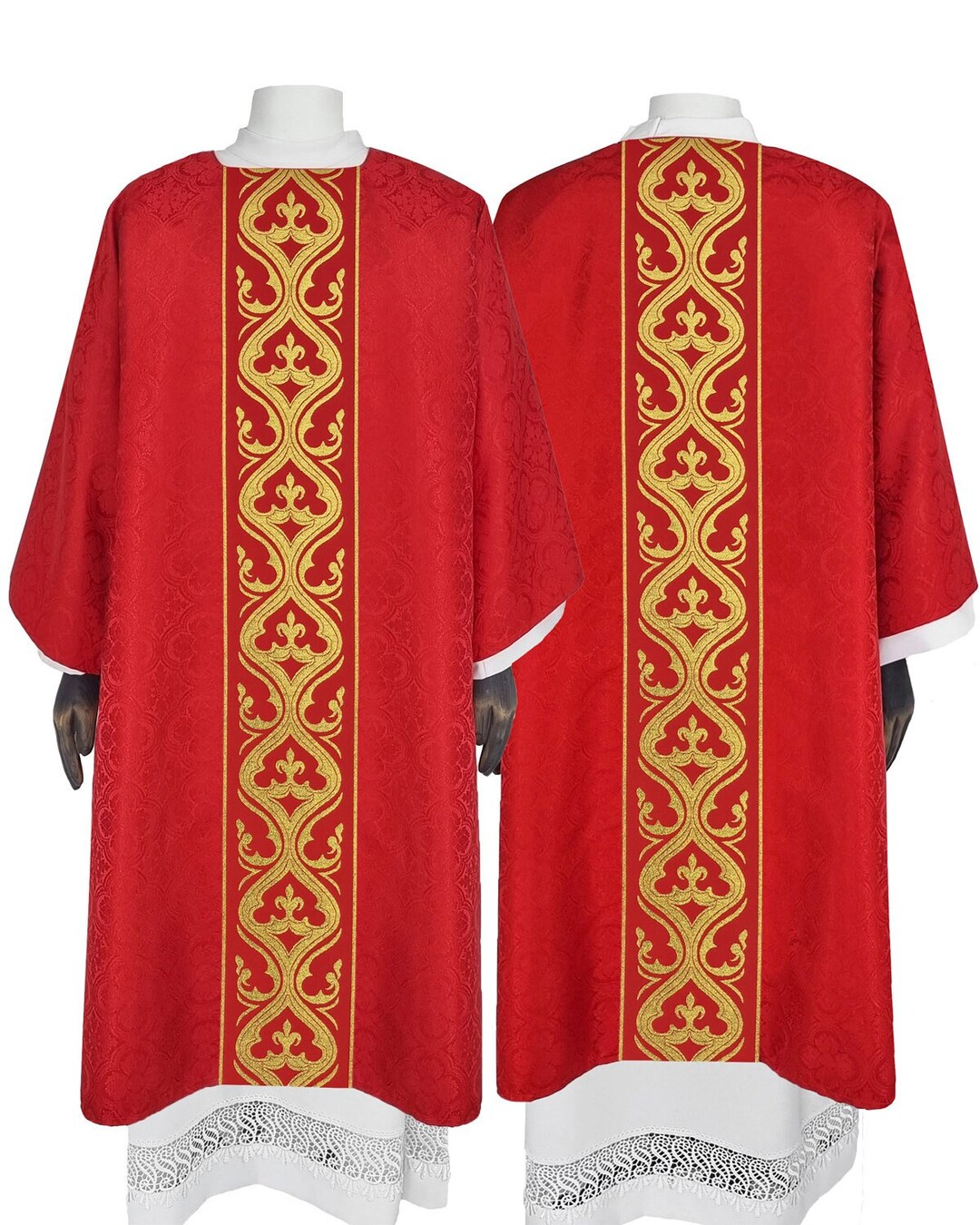Gothic Dalmatic With Deacon Stole Decorated of Woven Liturgical Pattern ...