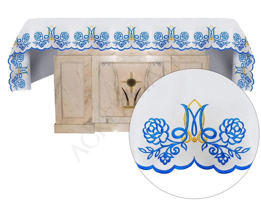 Marian Altar Cloth Blue Roses - Etsy