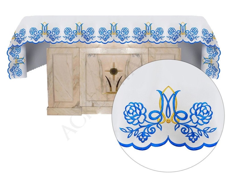 Marian Altar Cloth Blue Roses - Etsy