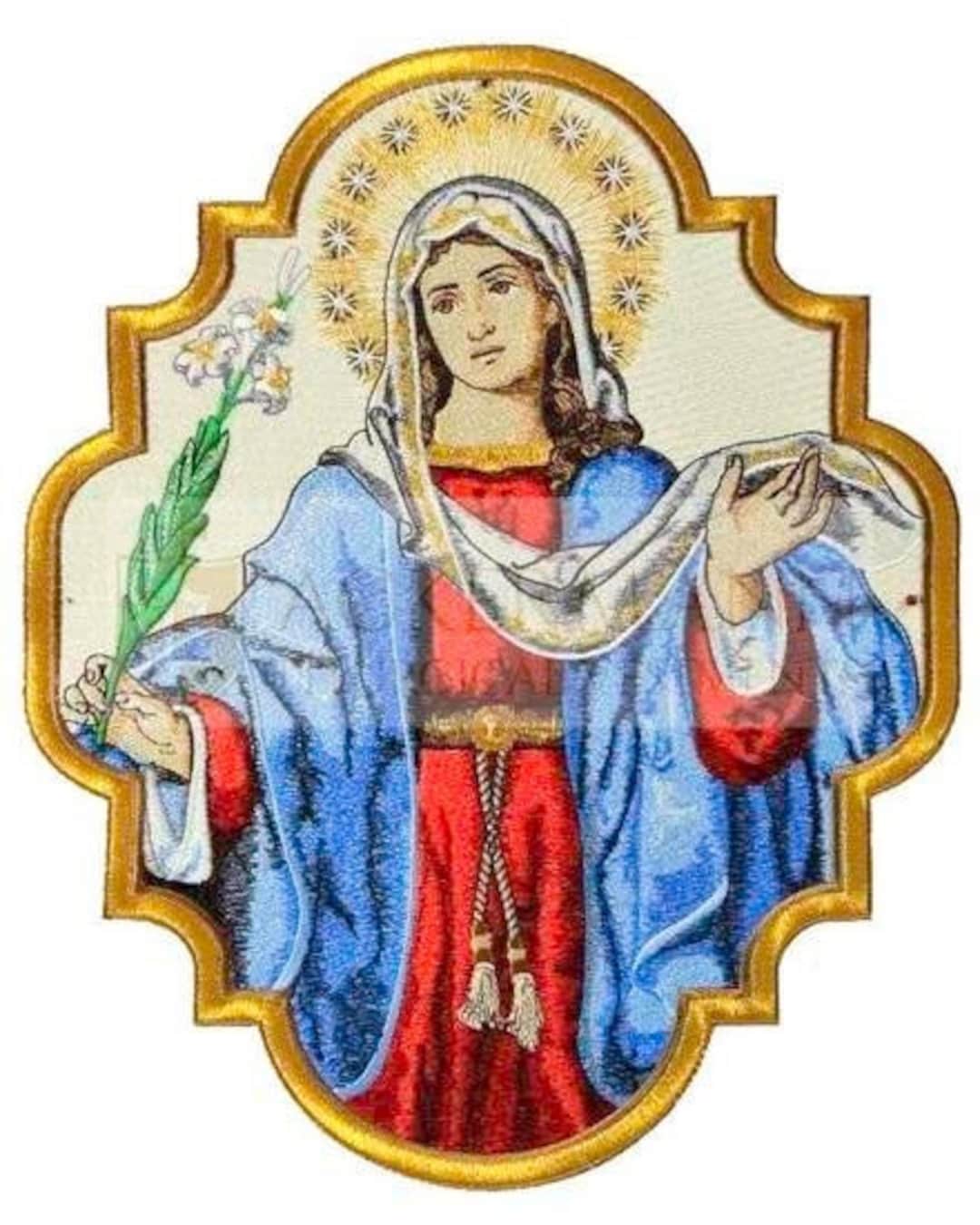 Emblem Embroidered Liturgical Applique "hail Mary" - Etsy