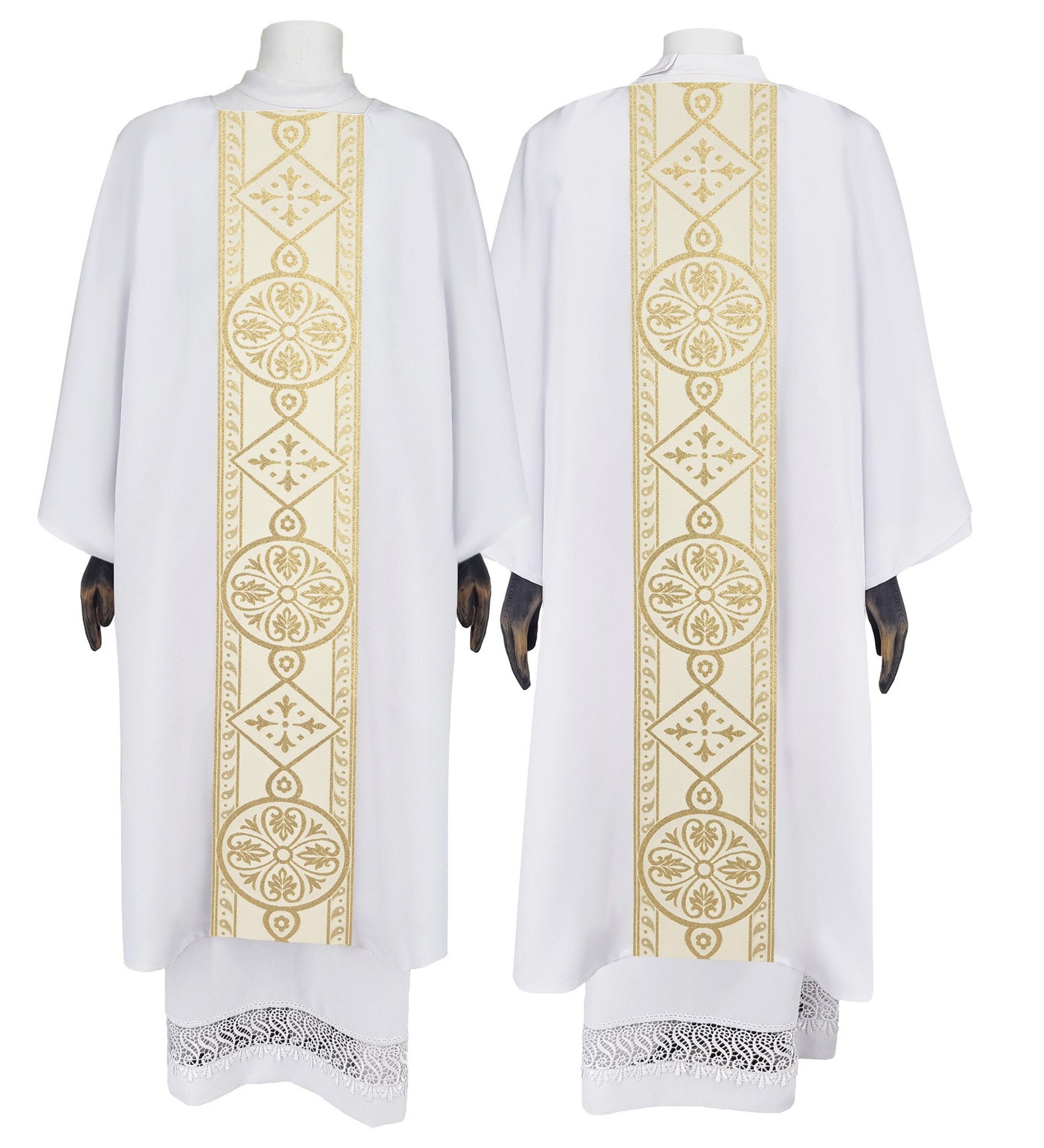 Gothic Dalmatic With Deacon Stole Decorated of Woven Liturgical Pattern ...