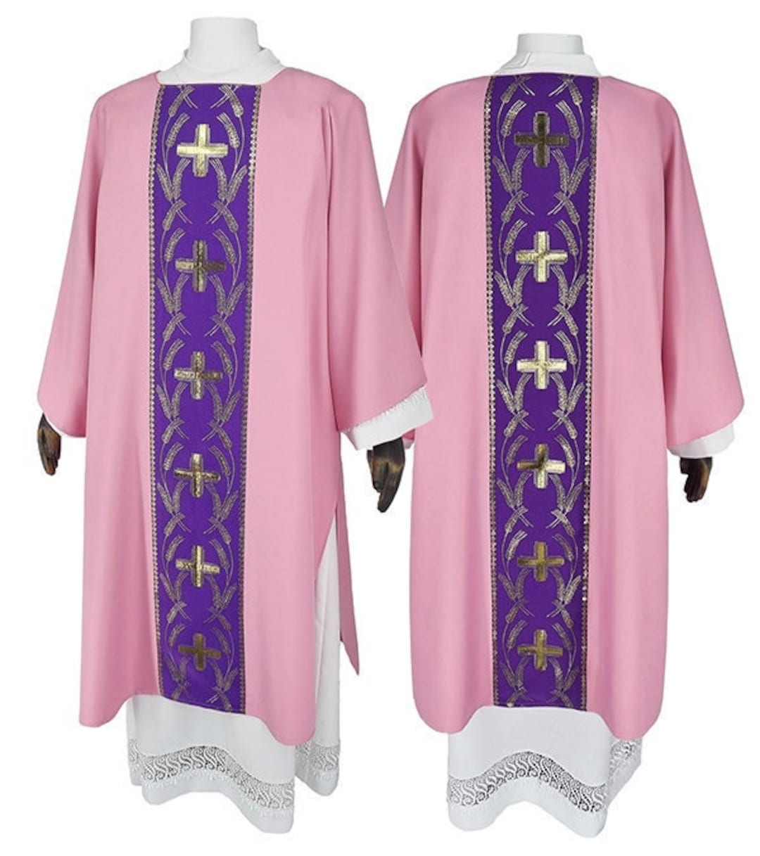 Gothic Dalmatic With Deacon Stole Decorated of Woven Liturgical Pattern ...