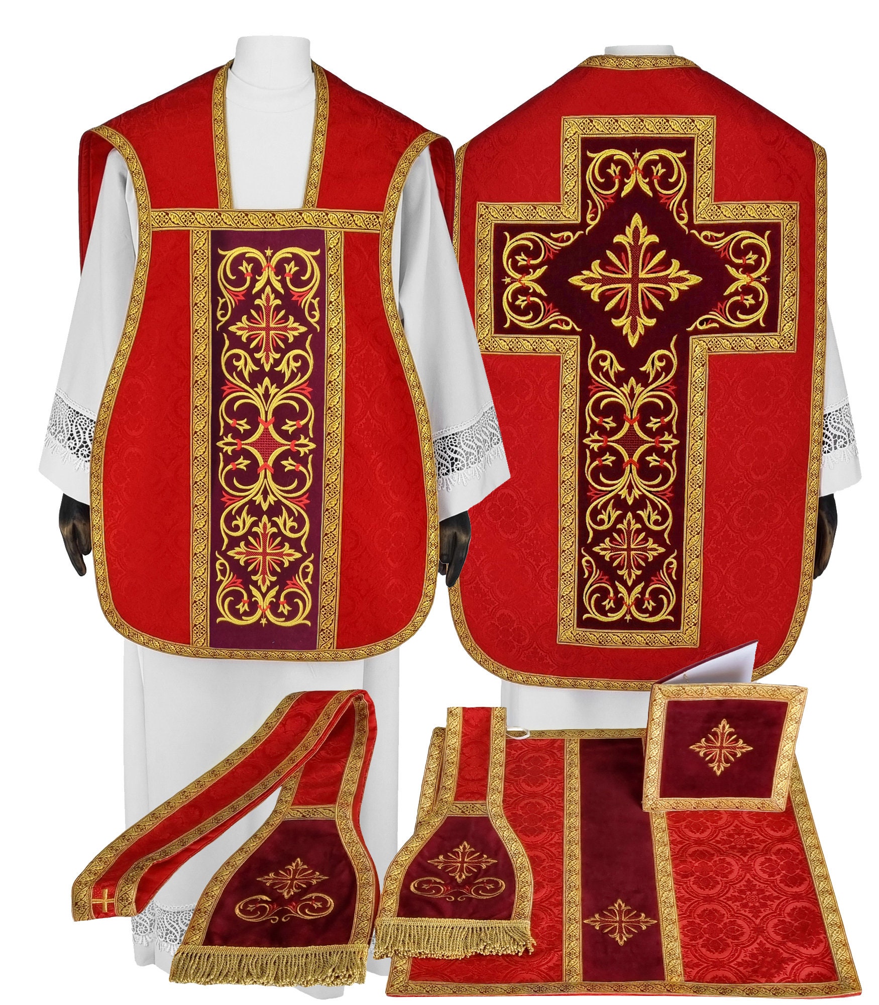 Roman Chasuble With Stole Burse Maniple and Chalice Veil. - Etsy