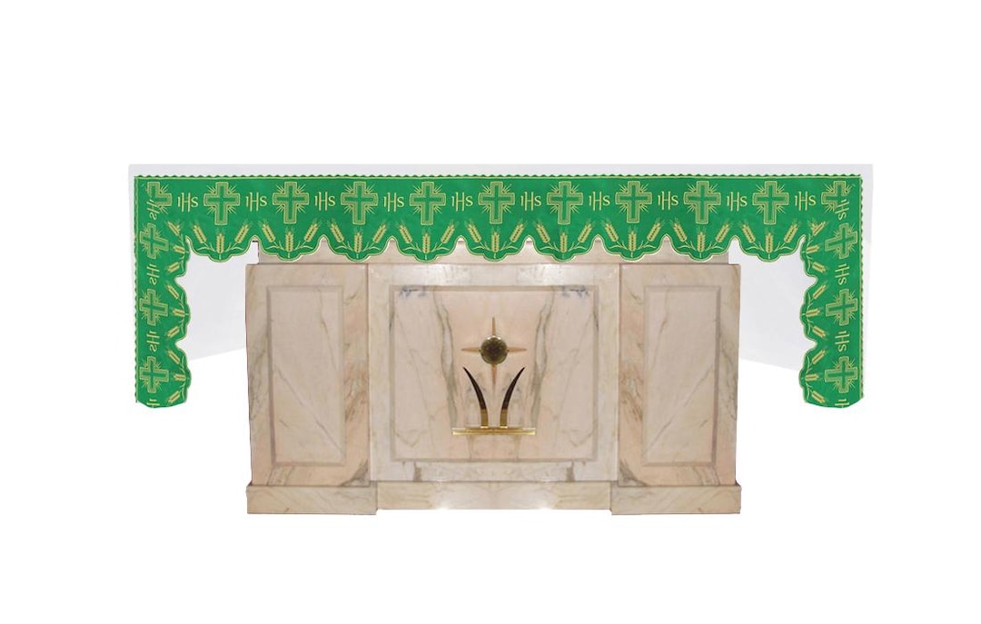 Altar Cloth With Green Embroidered of Crosses With IHS - Etsy