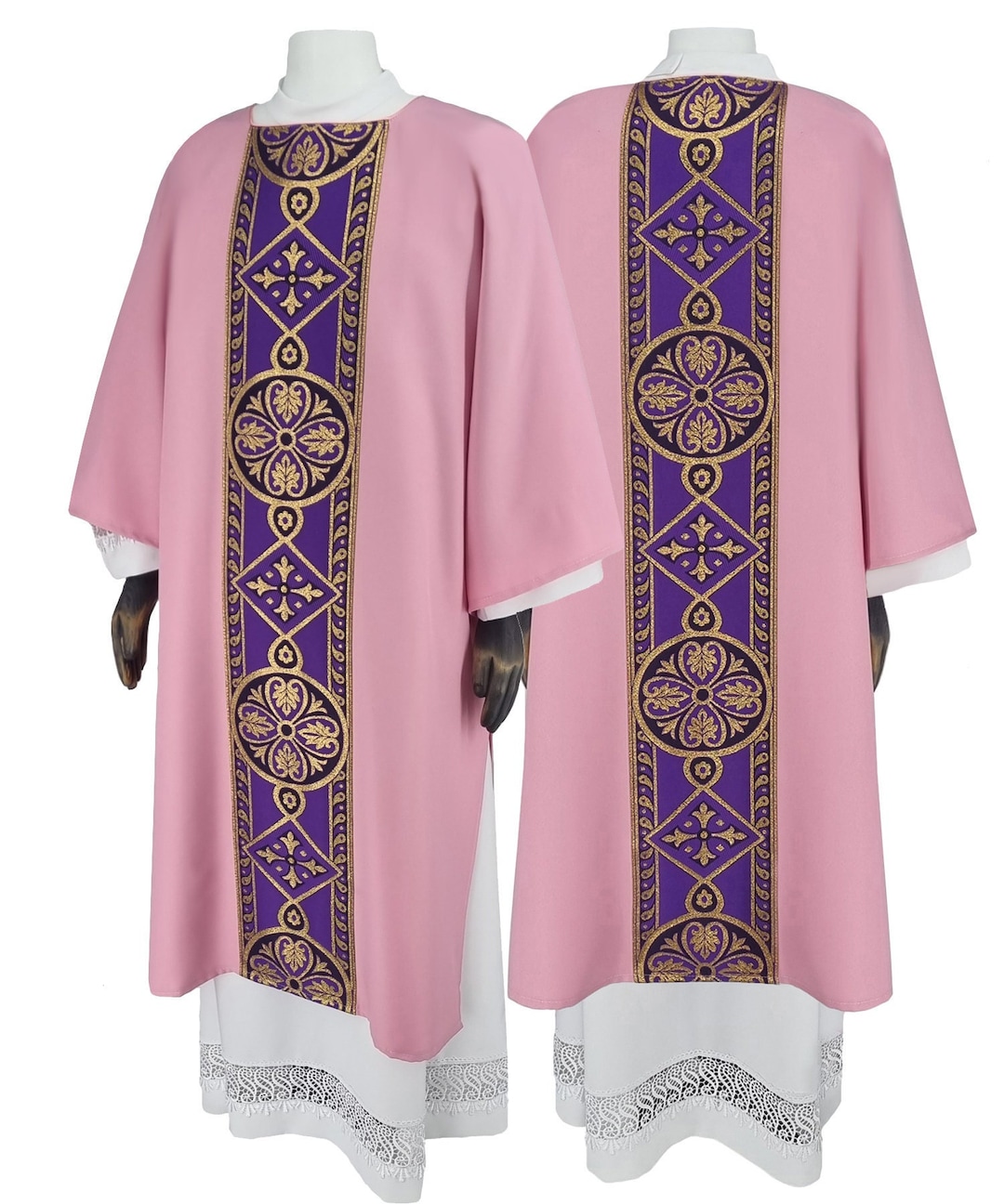Gothic Dalmatic With Deacon Stole Decorated of Woven Liturgical Pattern ...