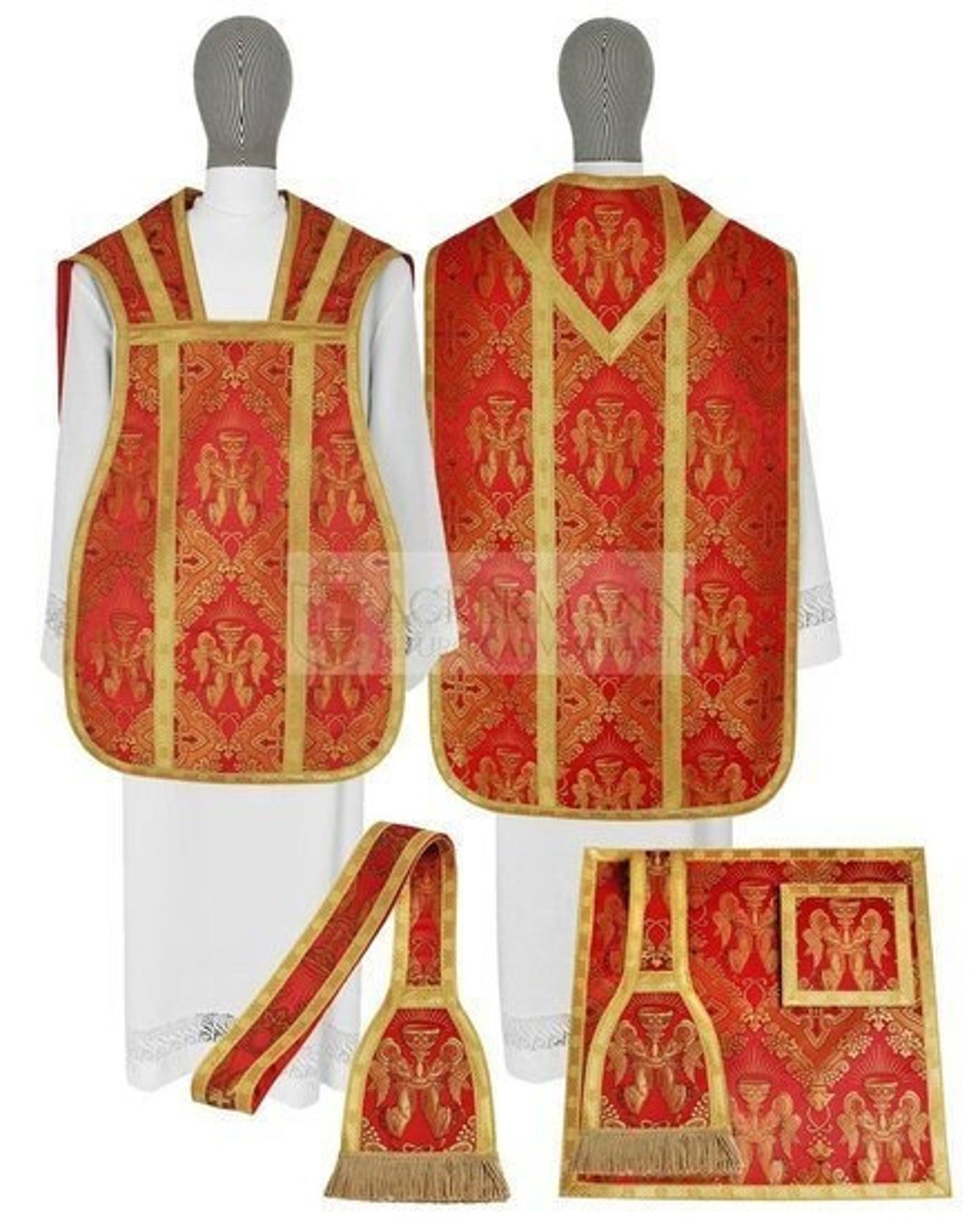 Roman Chasuble With Stole, Burse, Maniple and Chalice Veil - Etsy