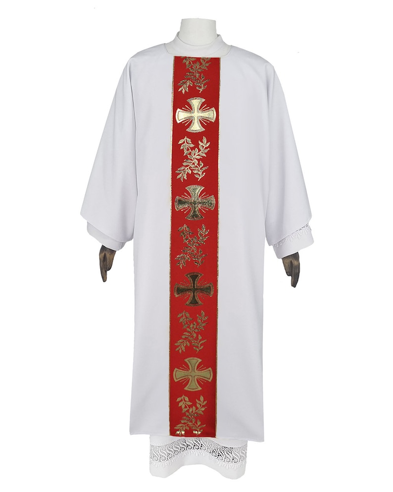 Gothic Dalmatic With Deacon Stole Decorated of Woven Liturgical Pattern ...