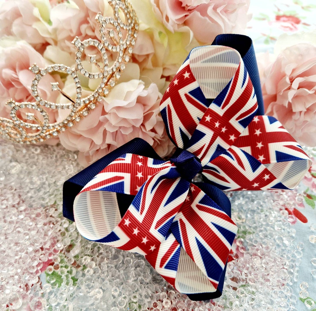 England Hair Bow Union Jack - Clip Bobble Headband - Etsy UK
