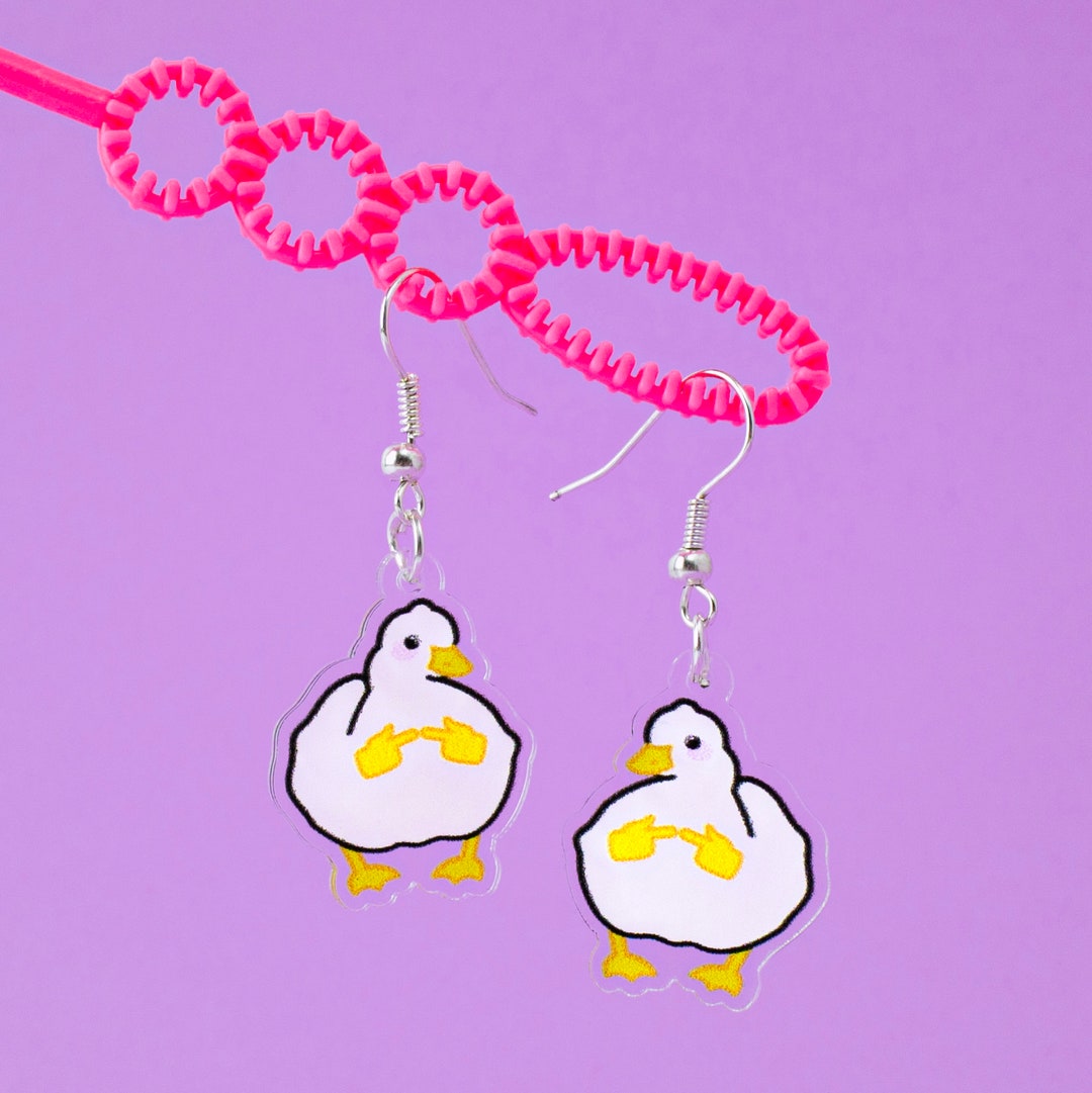 Shy Goose Meme Dangle Earrings: Funny Kawaii Anime Jewelry - Etsy