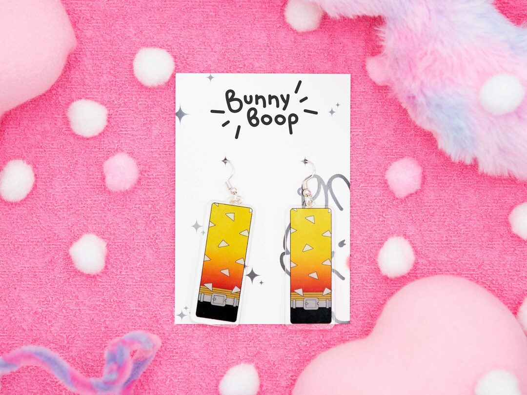 Handcrafted Weird Demon Slayer Hanafuda Drop Earrings - Lightweight ...