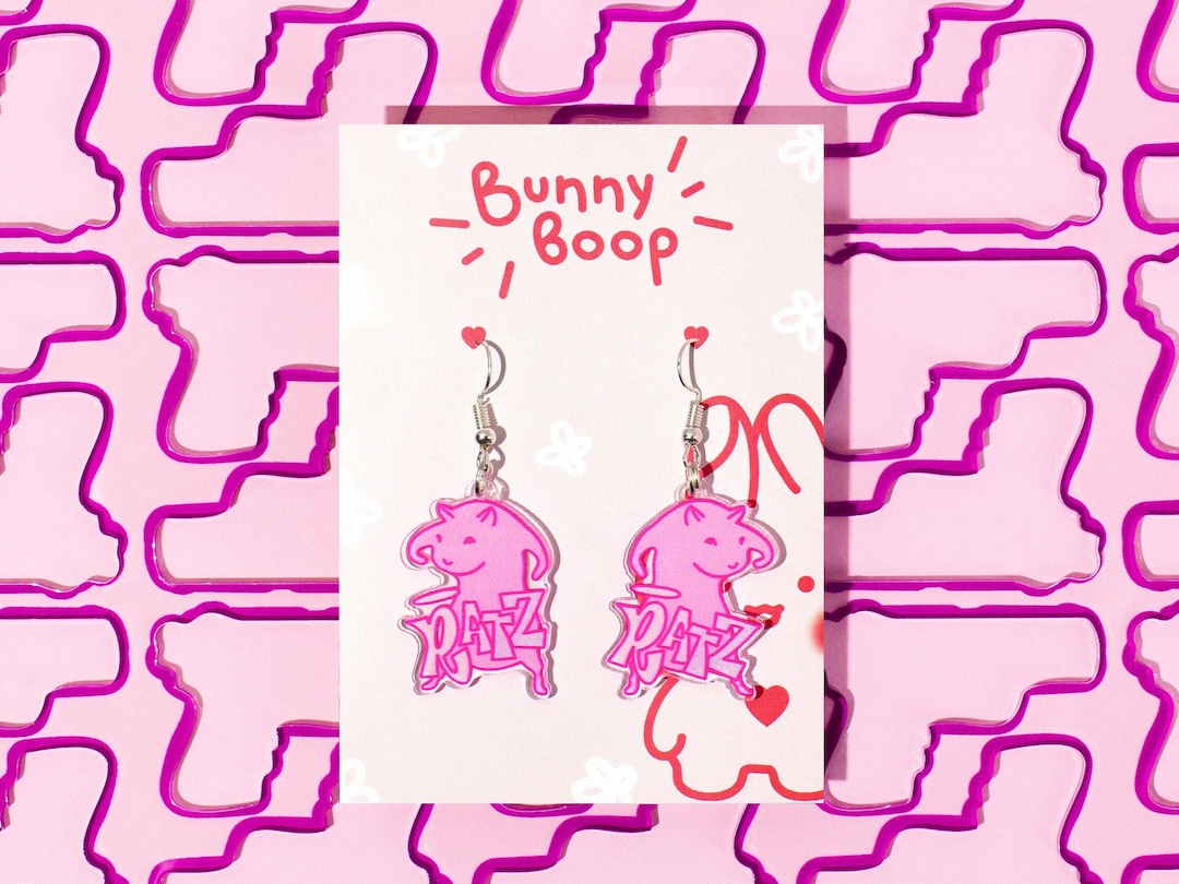 Meme RATZ Earrings: Pink Anime Kawaii Earrings - Etsy
