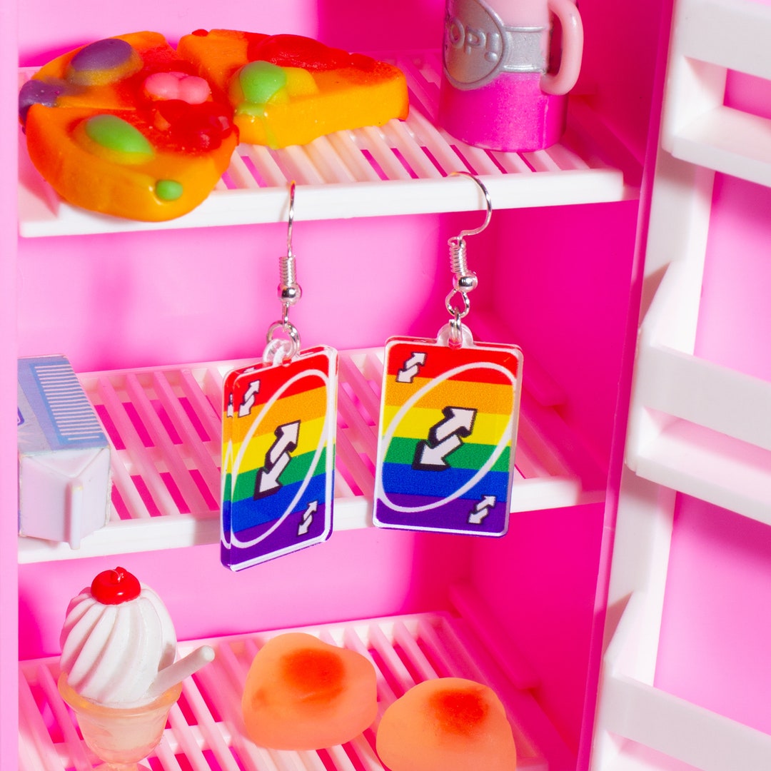 Uwu Rainbow Earrings, Cute Acrylic Earrings, Uno Earrings, Unique ...