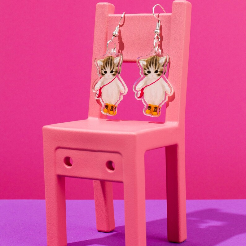 BUNNYBOOP Acrylic Cat Earrings: Handmade Kawaii Anime Jewelry - Etsy