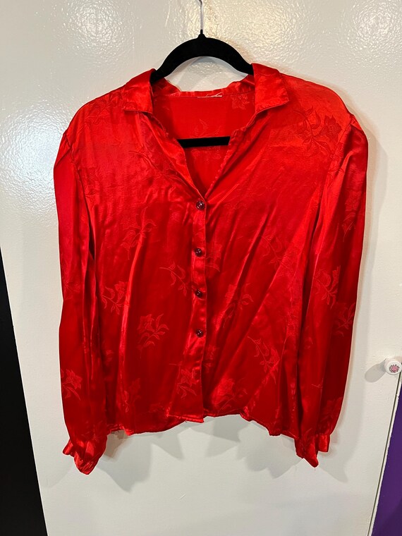 Vintage Red Satin Blouse - Gem
