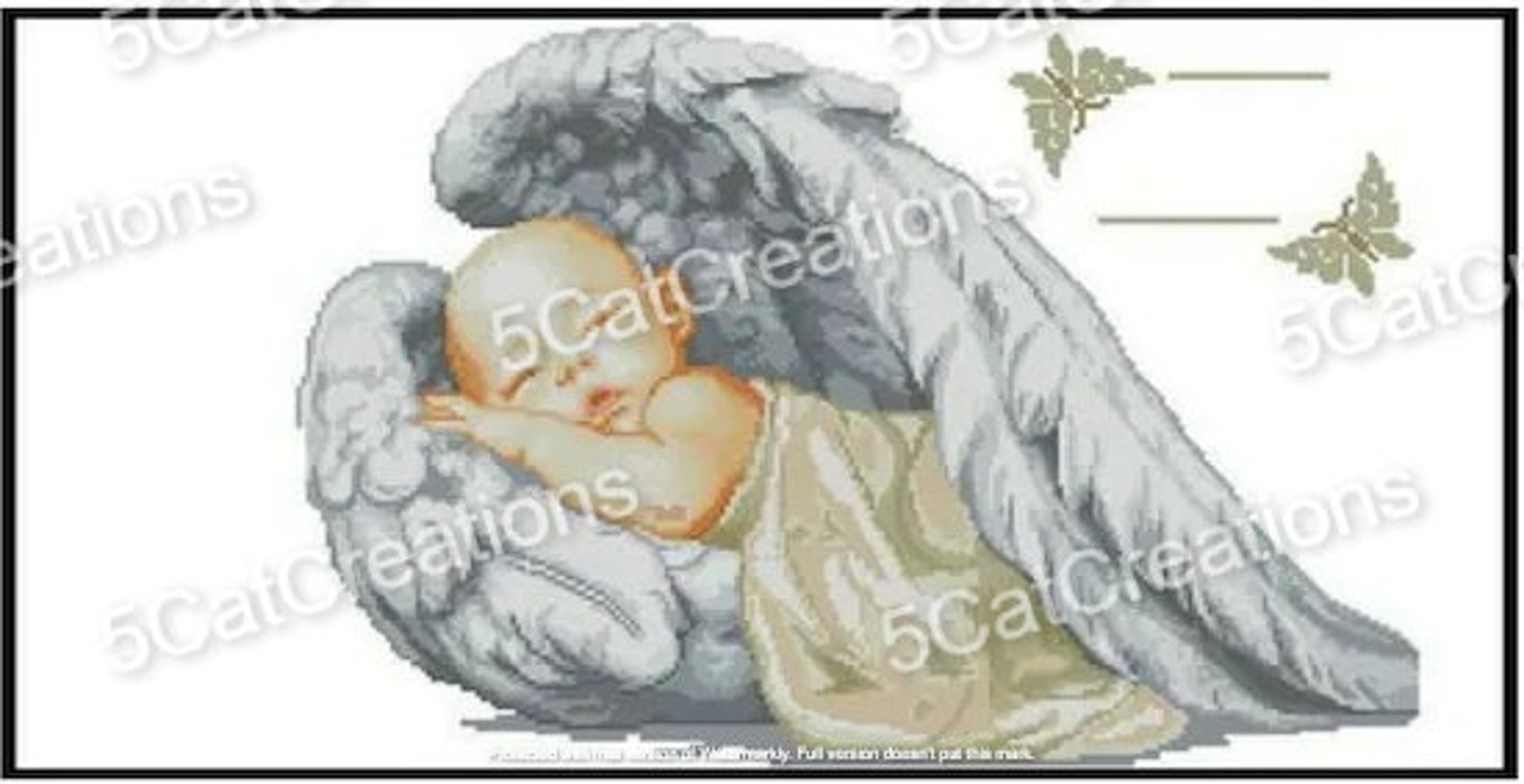 Sleeping Baby Angel Wings Counted Cross Stitch Pattern Only | Etsy