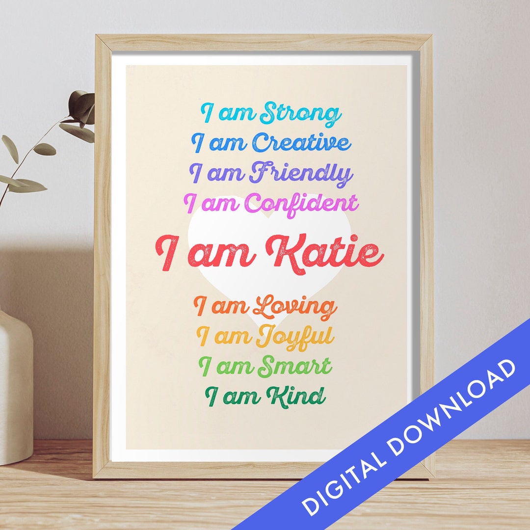 Kids Positive Affirmation Poster for Kids Rainbow Baby Gift ...