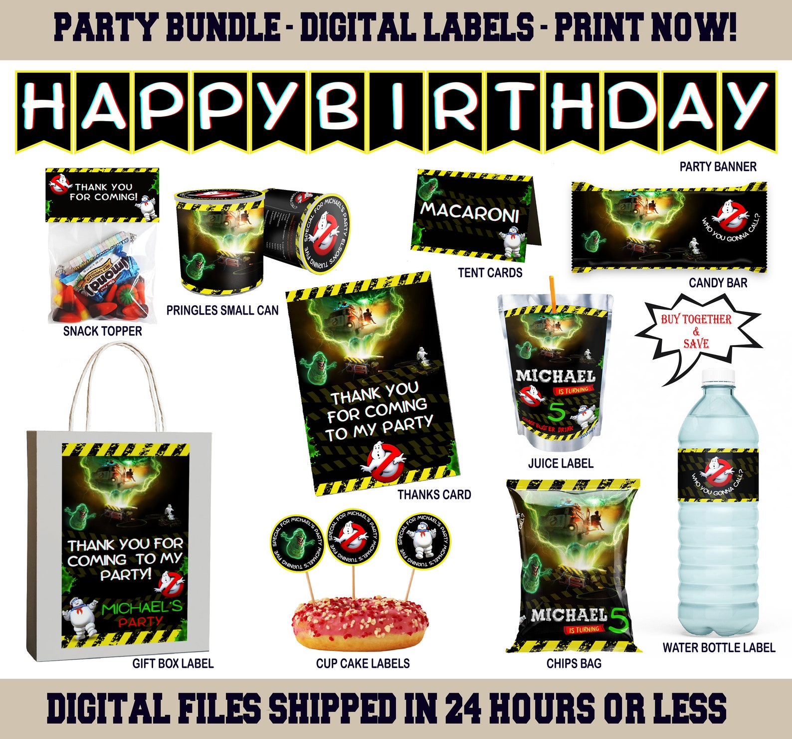 Labels for Ghostbusters Party Pack - Chip Bag - Favor Bag - Juice ...