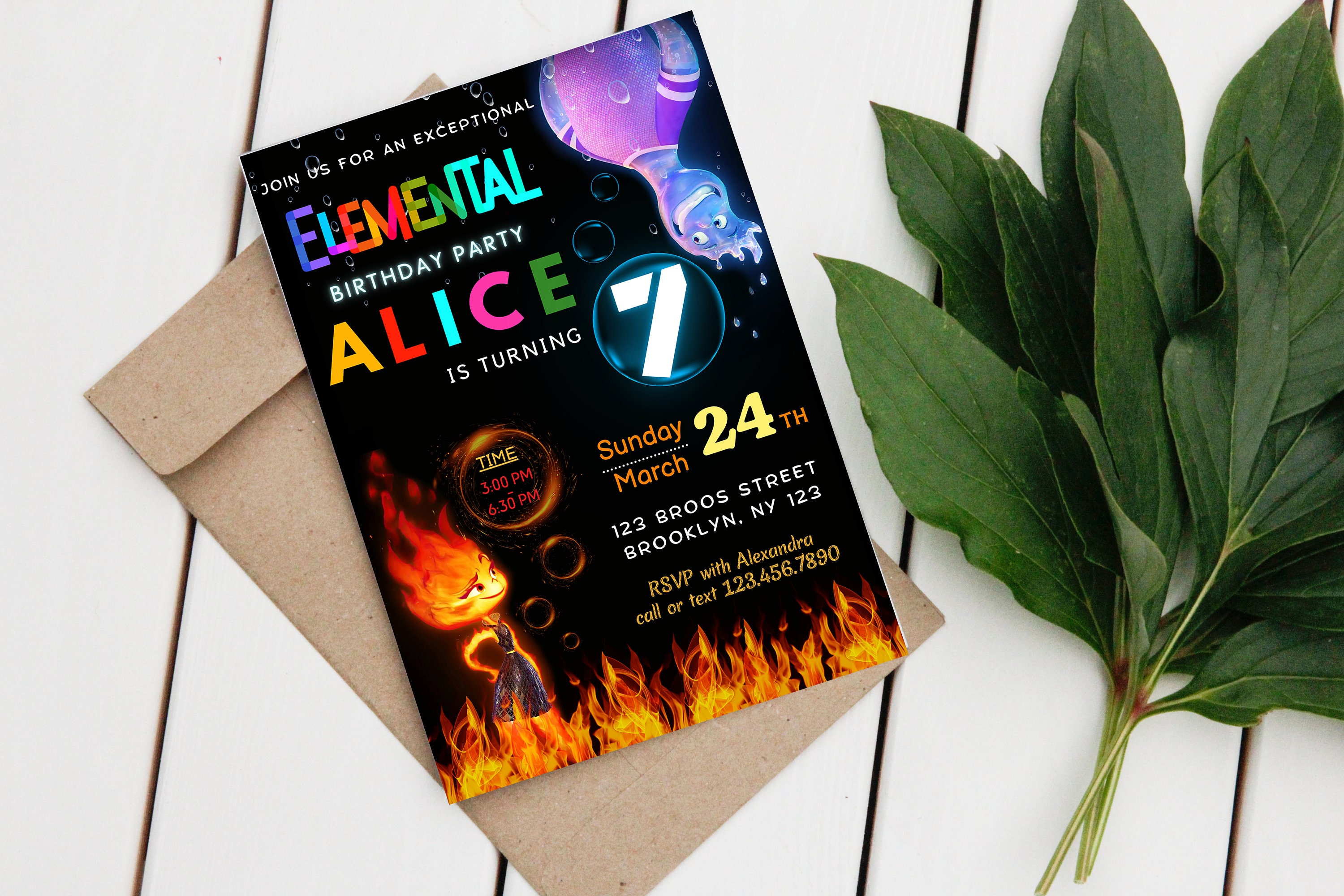 Elemental Bday Invitation - Editable Kids Invitation - Kids Digital ...