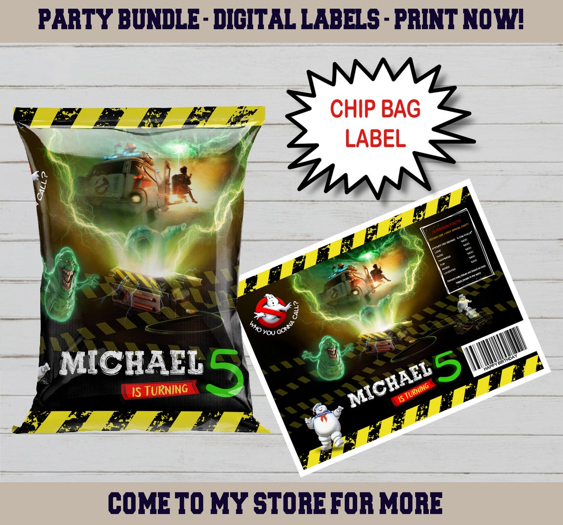 Labels for Ghostbusters Party Pack - Chip Bag - Favor Bag - Juice ...