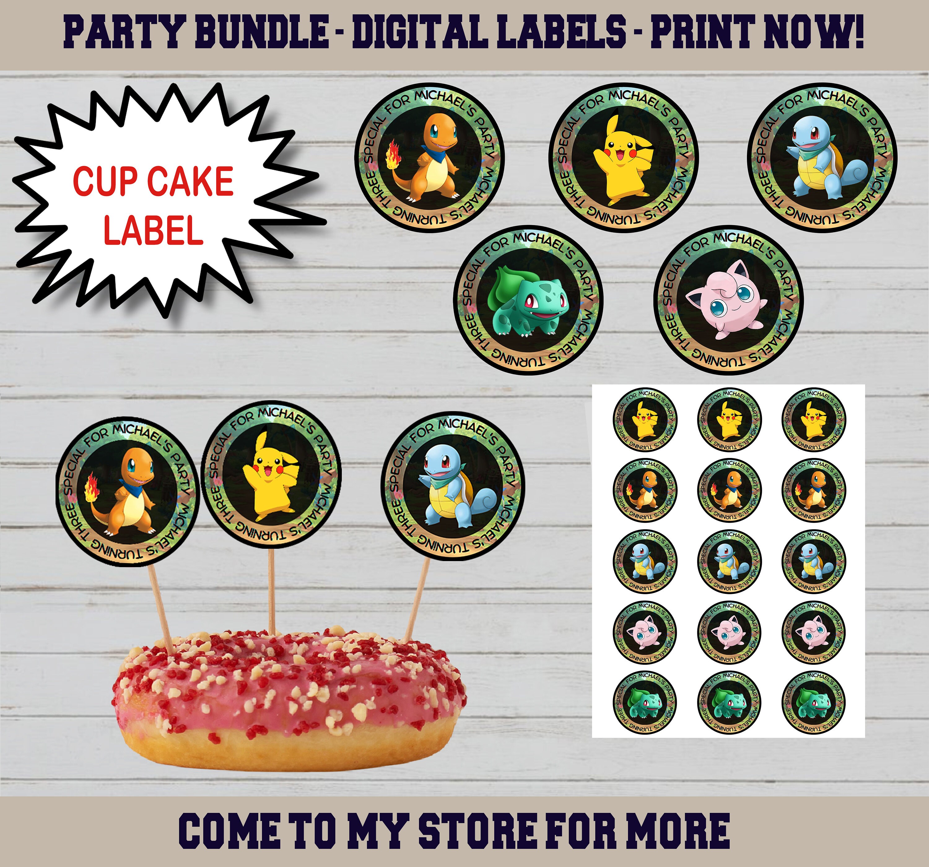 Labels for Pokemon Party Pack - Chip Bag - Favor Bag - Juice - Water ...