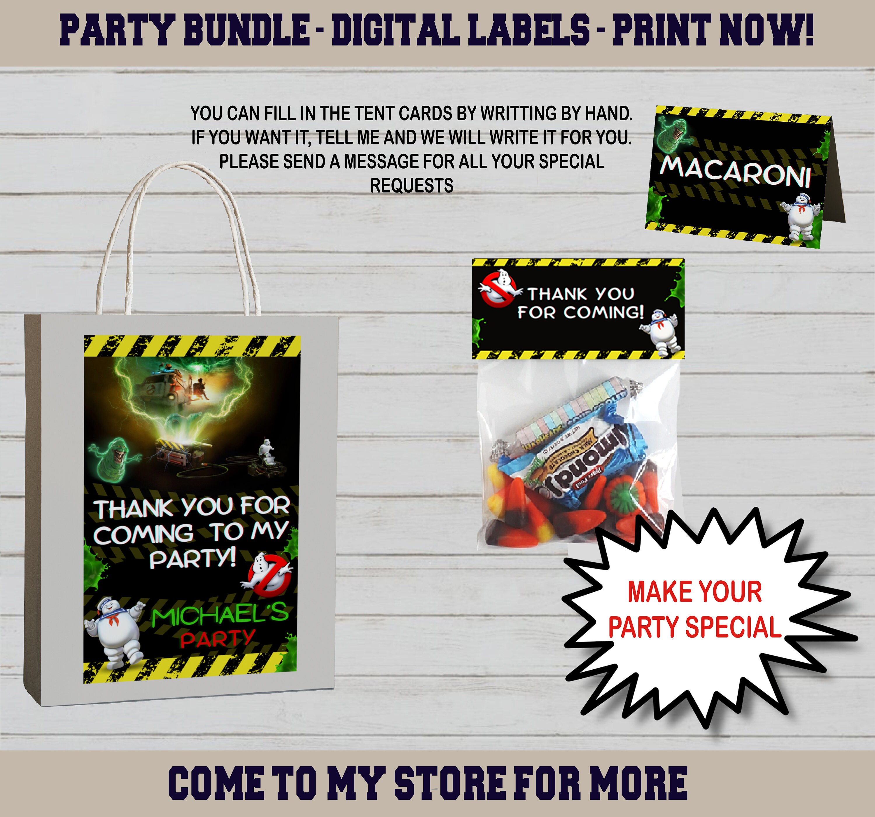 Labels for Ghostbusters Party Pack - Chip Bag - Favor Bag - Juice ...