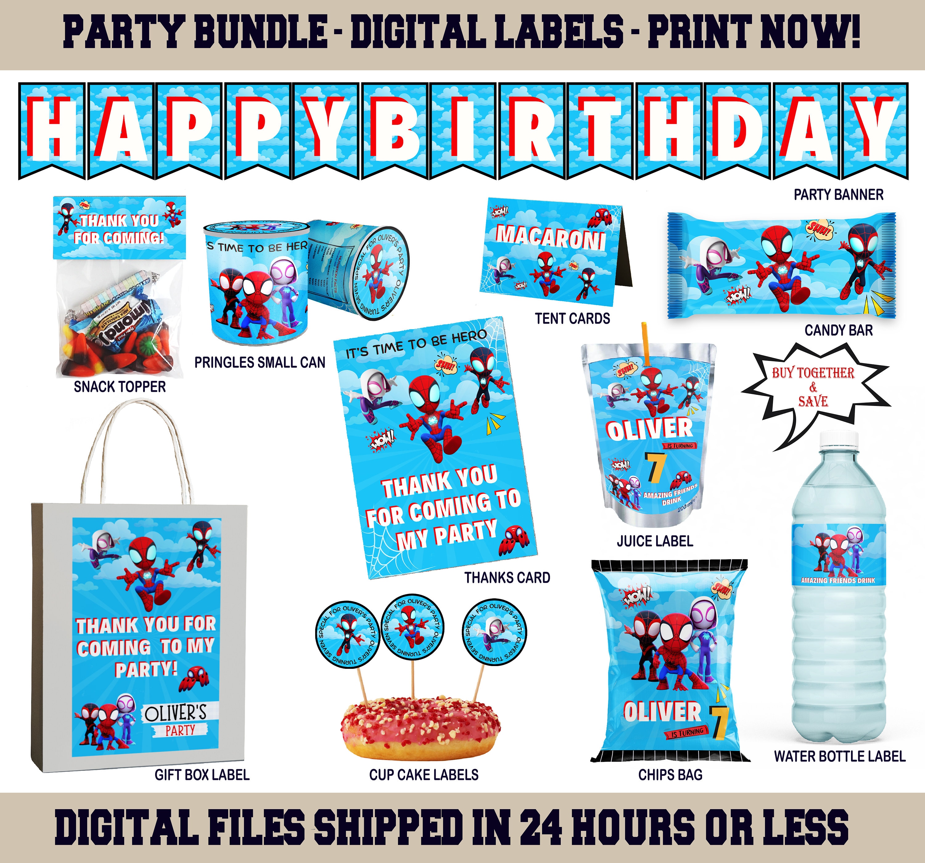 Label for Spidey and His Friends Party Pack - Chip Bag - Favor Bag ...