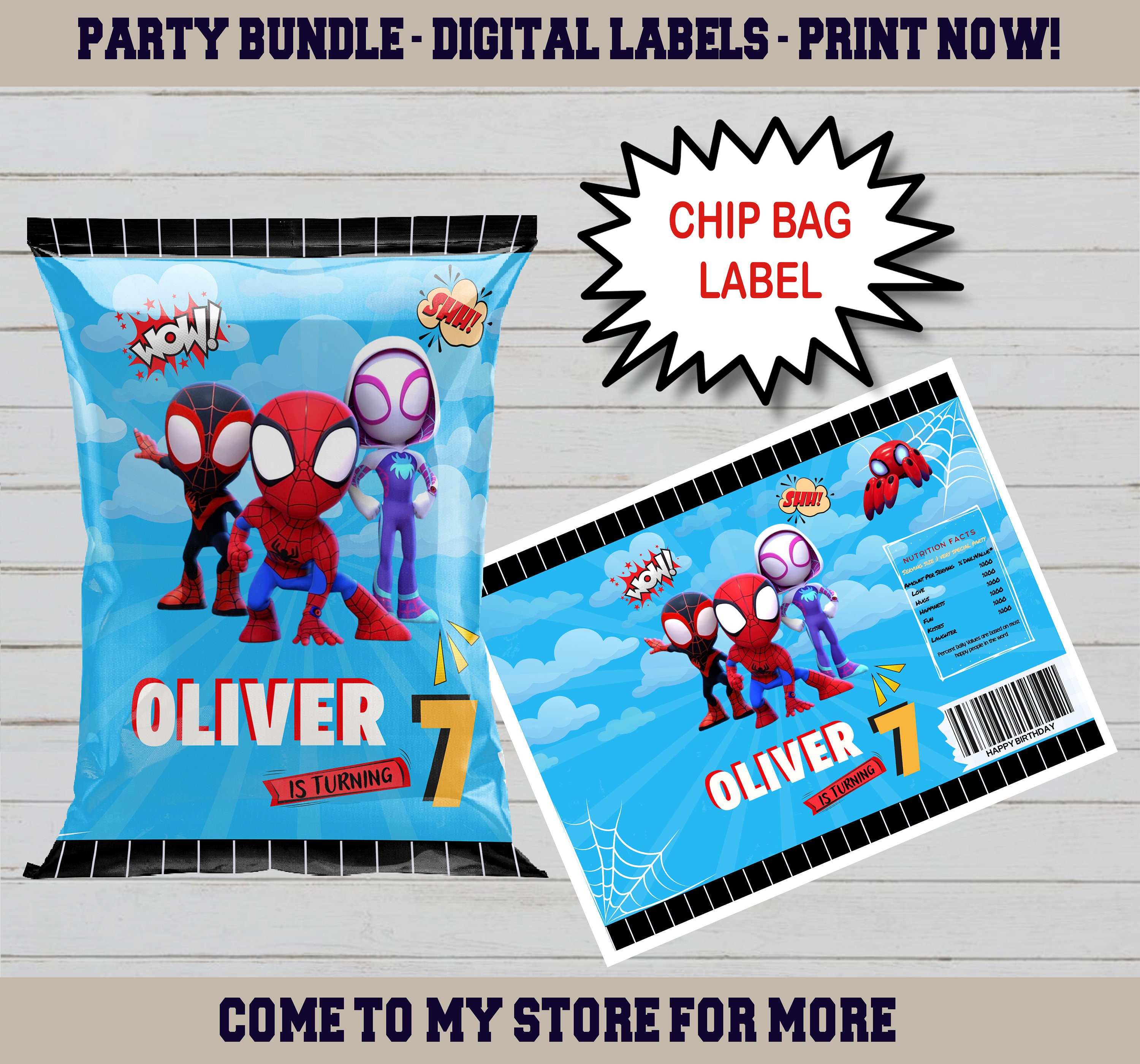 Label for Spidey and His Friends Party Pack - Chip Bag - Favor Bag ...
