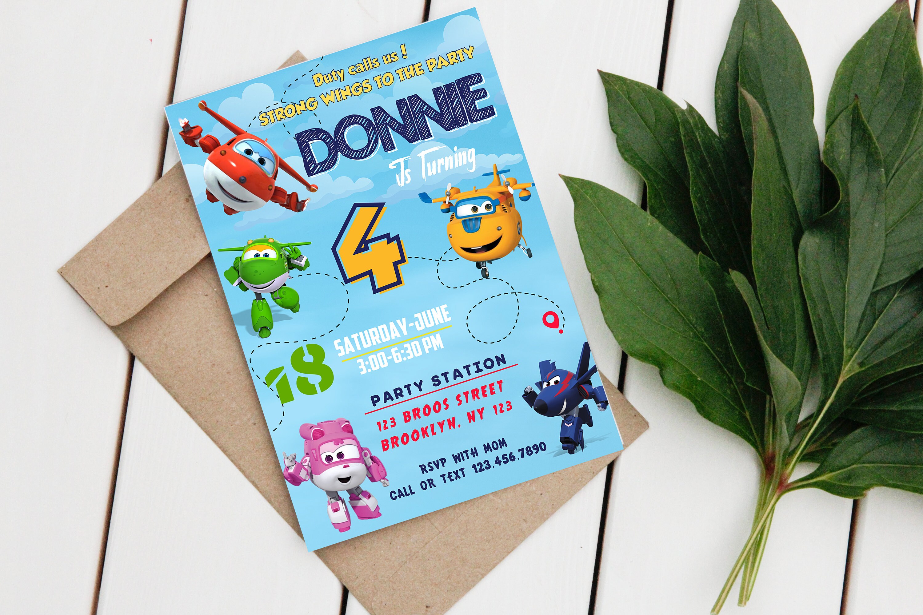 Super Wings Invitation - Editable Kids Invite - Kids Digital Invite ...