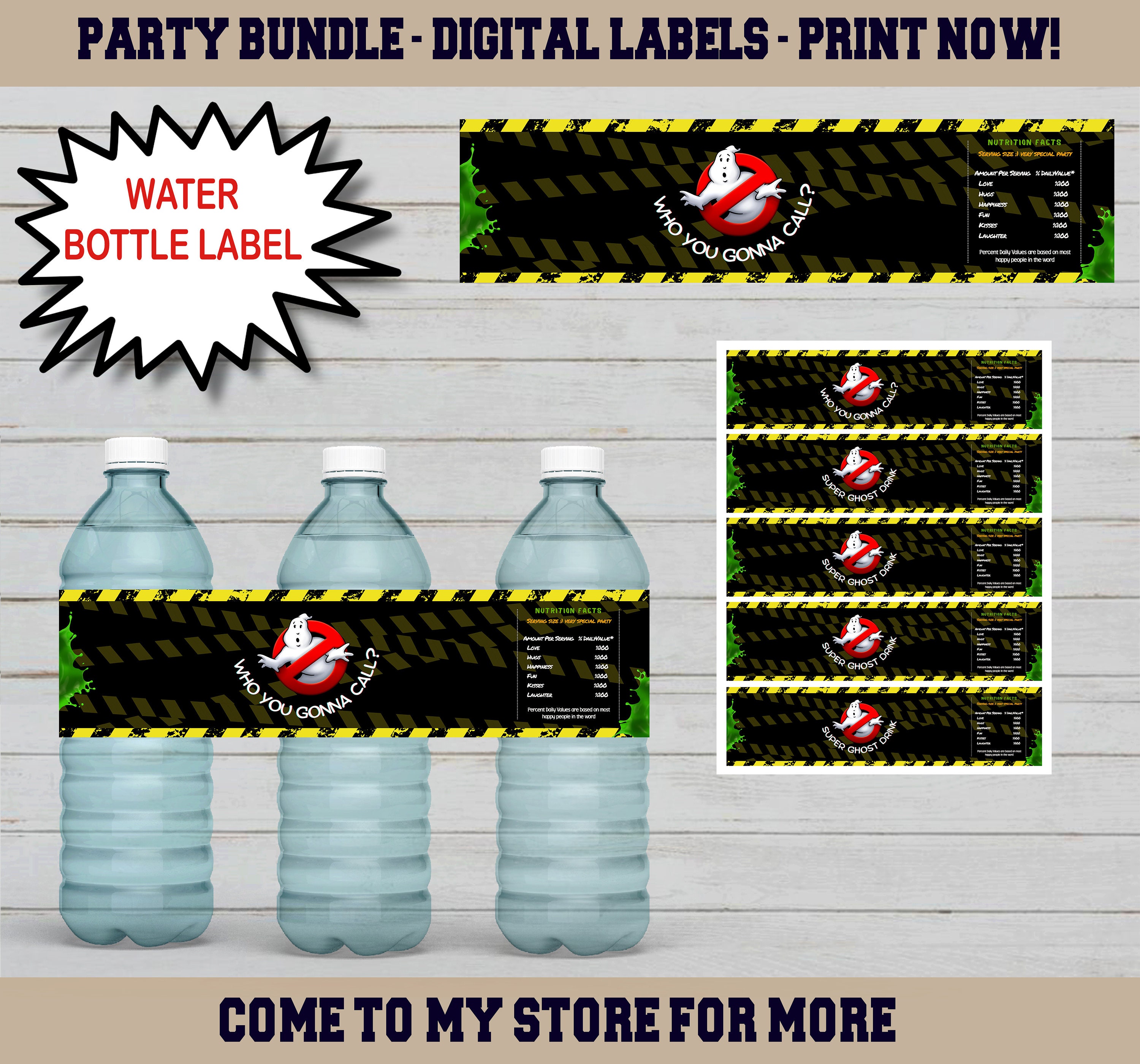 Labels for Ghostbusters Party Pack - Chip Bag - Favor Bag - Juice ...