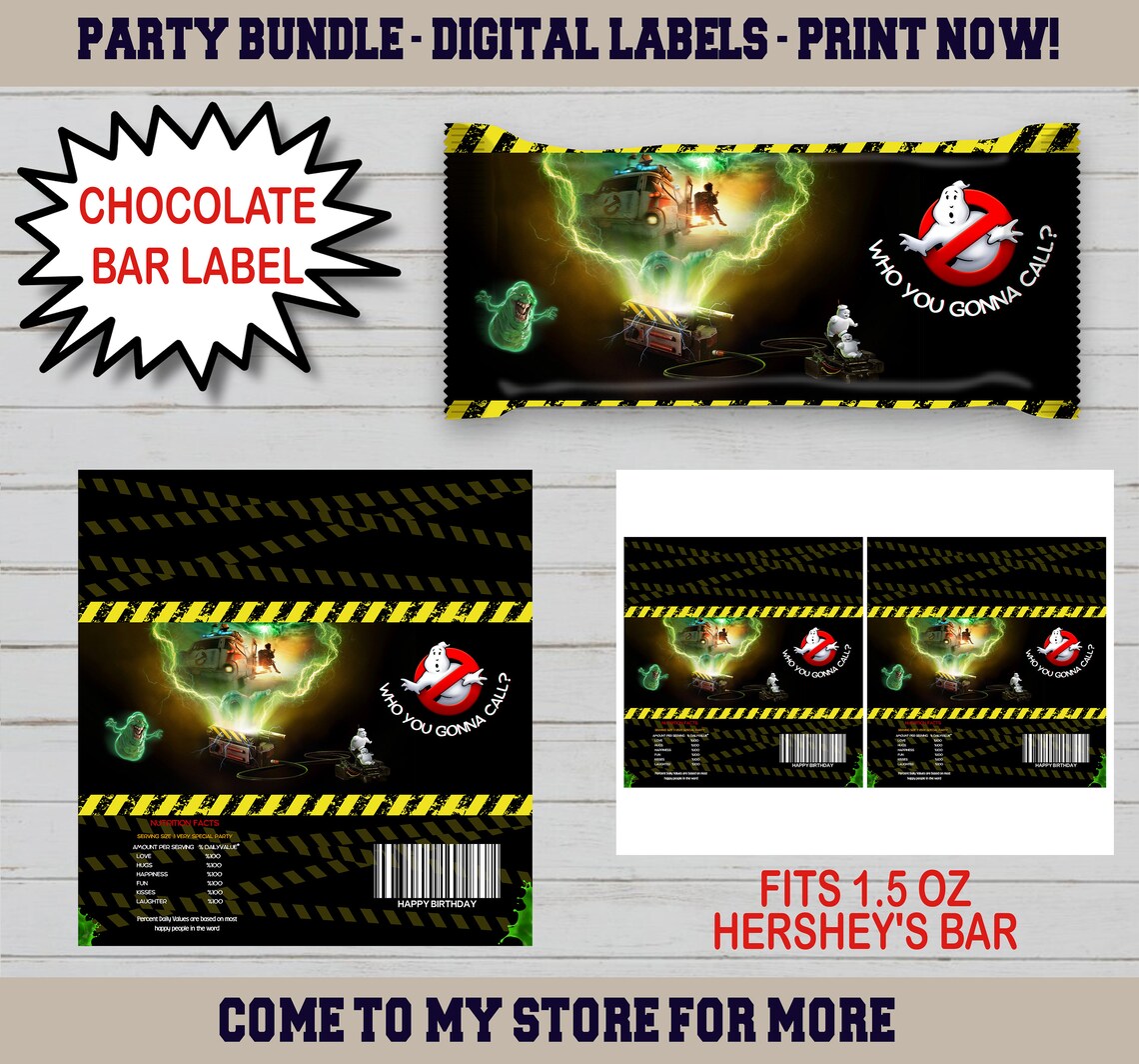 Labels for Ghostbusters Party Pack - Chip Bag - Favor Bag - Juice ...