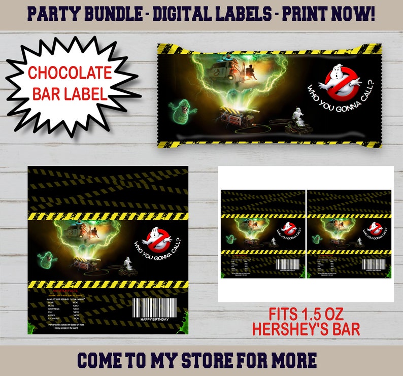 Labels for Ghostbusters Party Pack - Chip Bag - Favor Bag - Juice ...