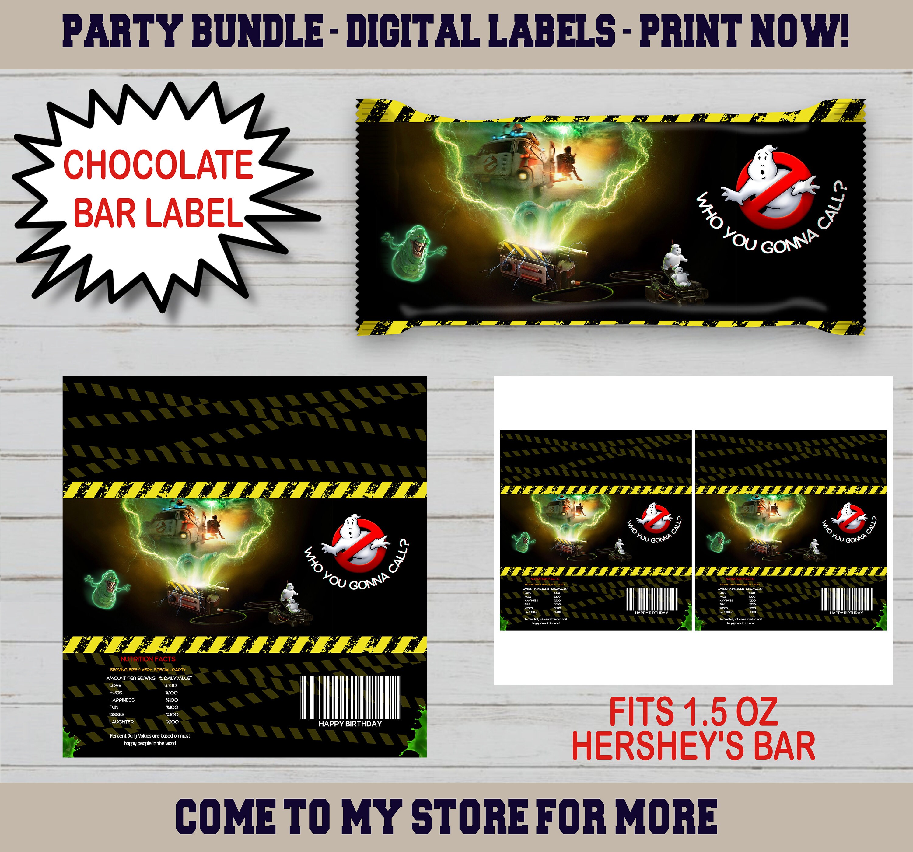 Labels for Ghostbusters Party Pack - Chip Bag - Favor Bag - Juice ...