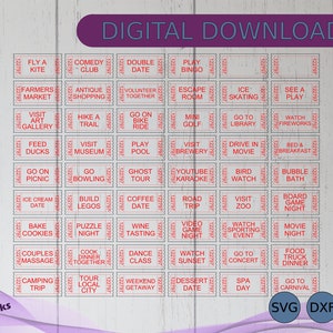 Date Night Ticket SVG Bundle of 52, Valentines Day Gift, Anniversary ...