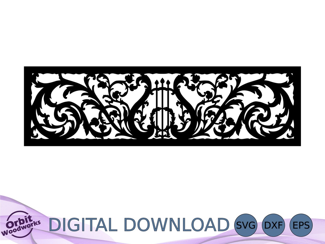 Music Harp Flourish SVG DXF EPS, Divider, Separator, Ornamental Boarder ...
