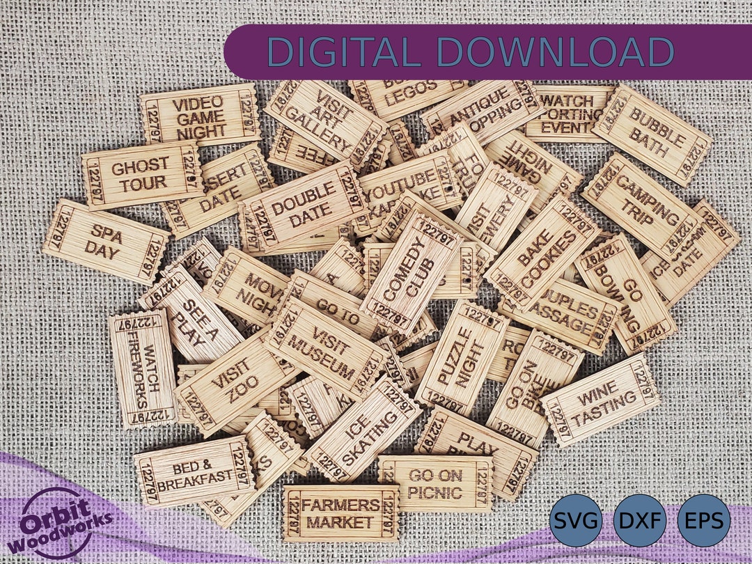 Date Night Ticket SVG Bundle of 52, Valentines Day Gift, Anniversary ...