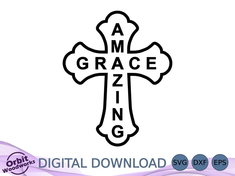 Amazing Grace Cross SVG DXF EPS, Gothic Cross, Laser Cutter, Cnc Router ...