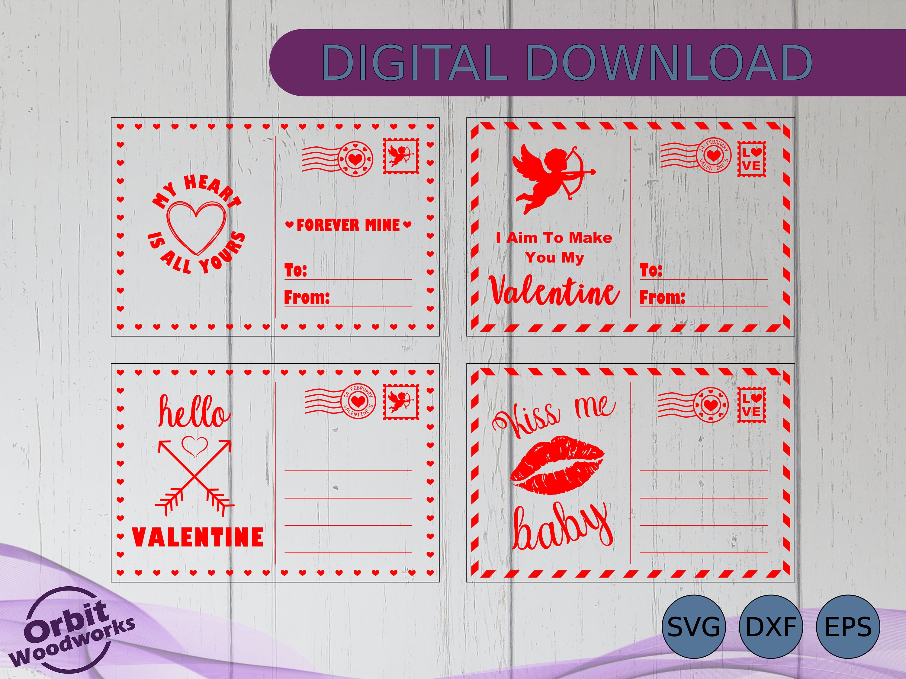 Valentine's Day Postcard SVG Bundle, Greeting Cards, Anniversary ...