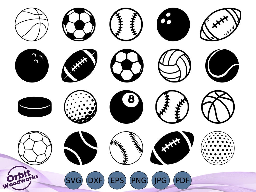 Sports Ball SVG Bundle, Football Baseball Basketball Soccer Tennis ...