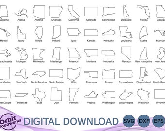 Die Cut States - Etsy