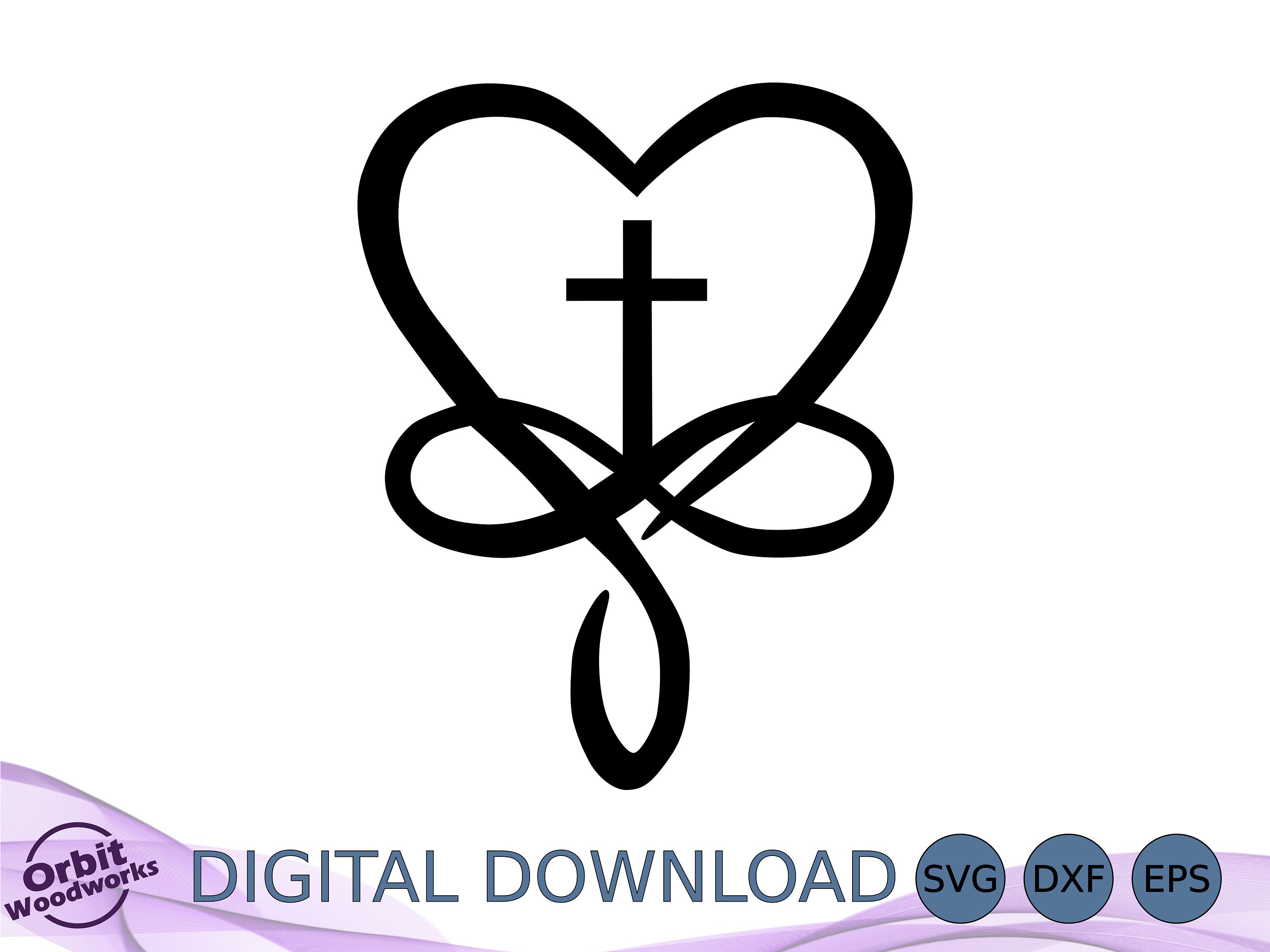 Heart Infinity Cross SVG DXF EPS, Cuttable Cross, Laser Cut File, Cnc ...