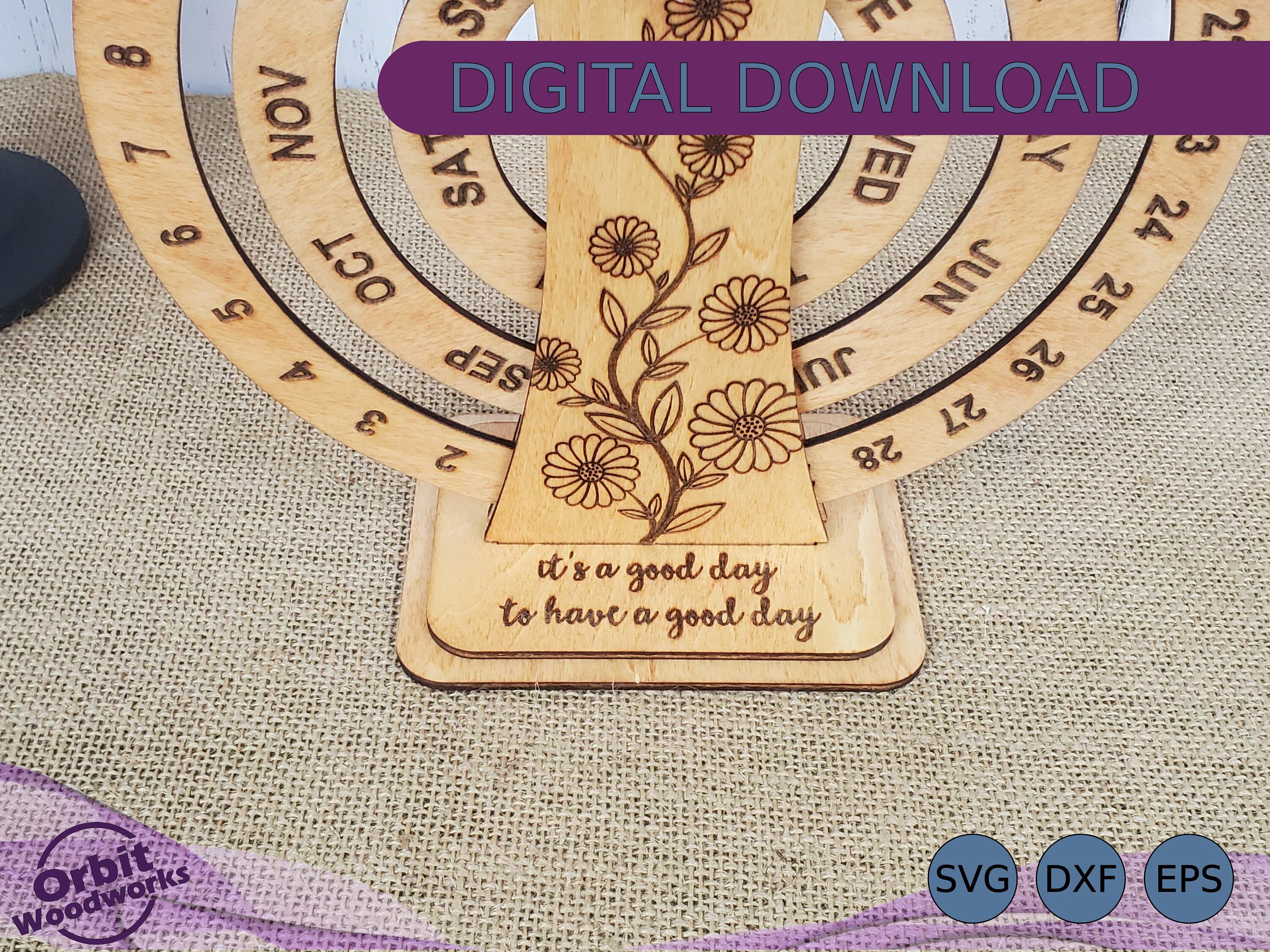 Wooden Perpetual Calendar, 2024 Calendar, Eternal Ornamental Design ...