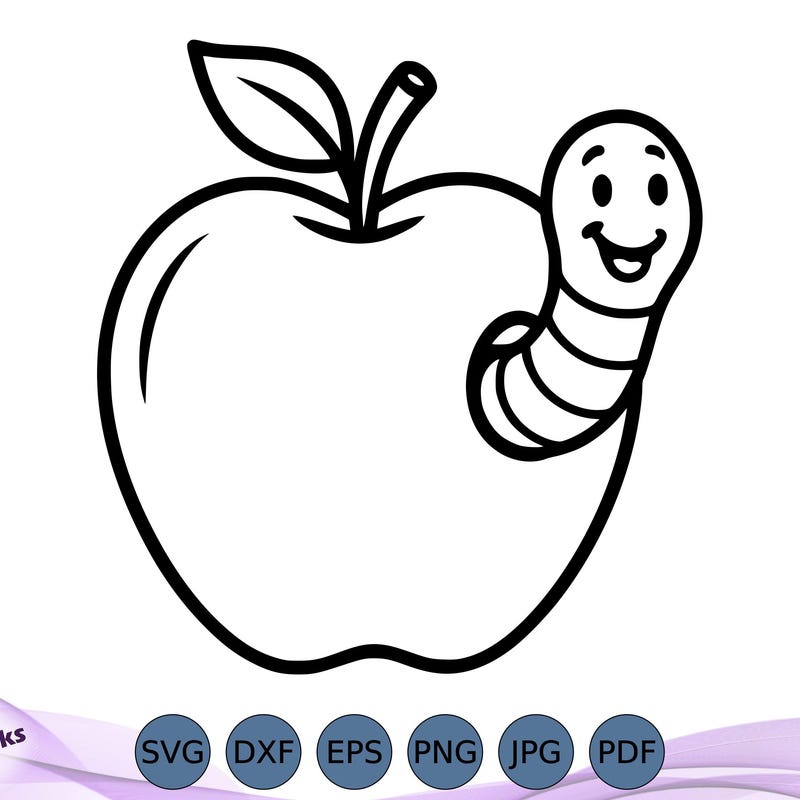 Apple Worm Clipart - Etsy