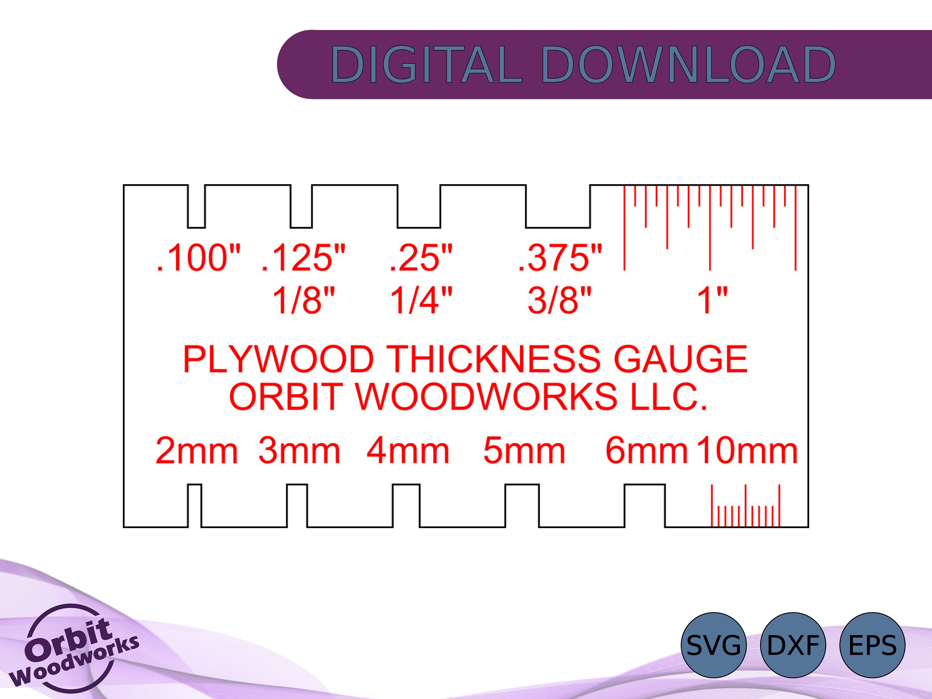 Plywood Thickness Gauge, SVG DXF EPS, Laser Cut File, Tool to Quickly ...