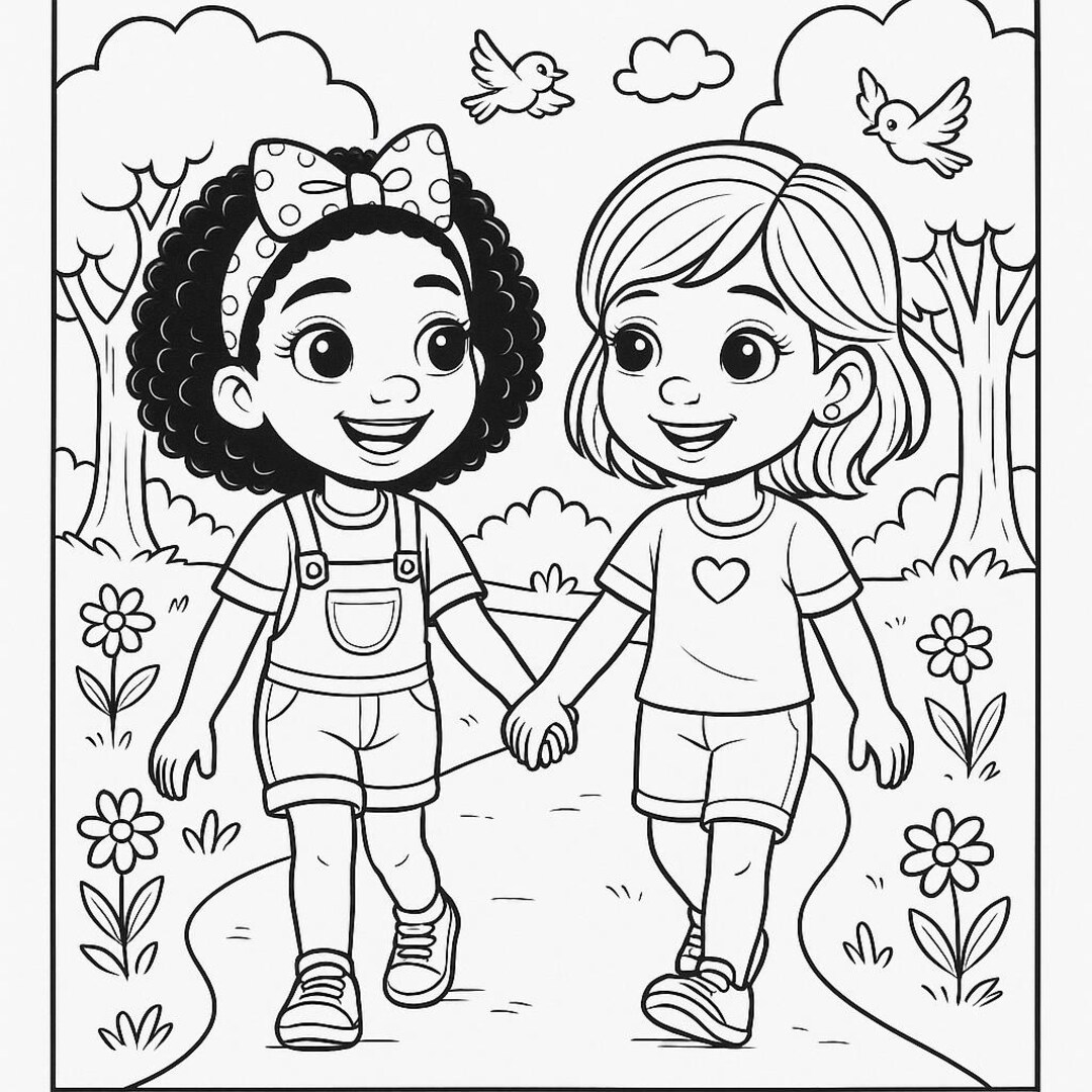 Friendship Coloring Page, Calla and Jovie, Kids Activity (PDF) - Etsy