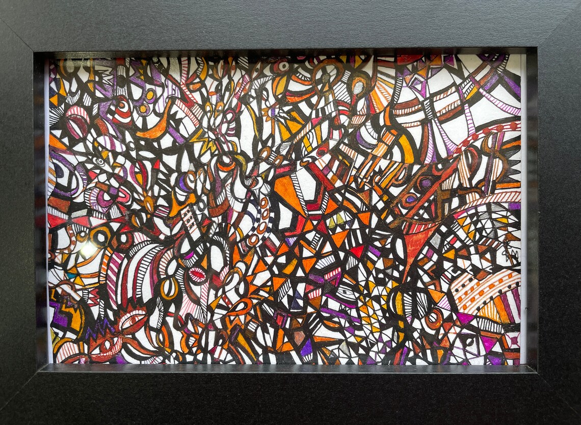 ORIGINAL Drawing on Paper Doodle Art Indian and Shimmering - Etsy